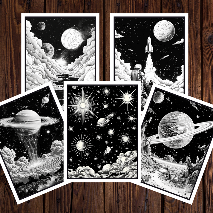 Space Adult Coloring Book Printable – Cosmic Pages PDF – Imagined ...